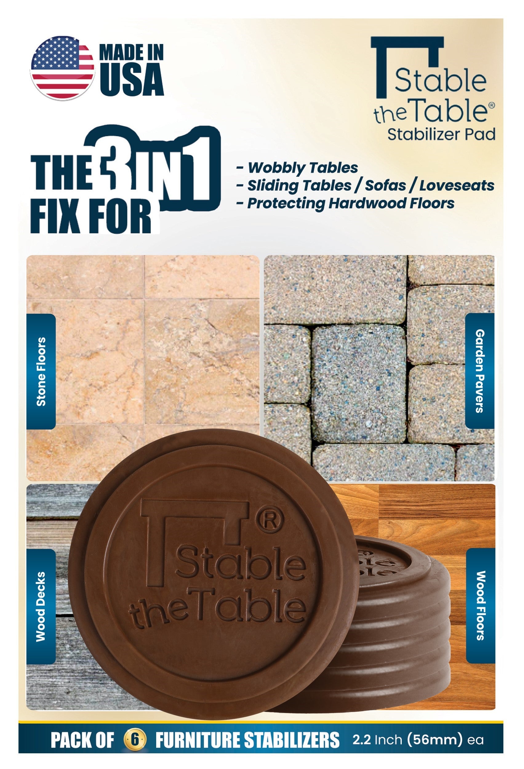 Stable the Table: 6 Pack Walnut Round – StableTheTable